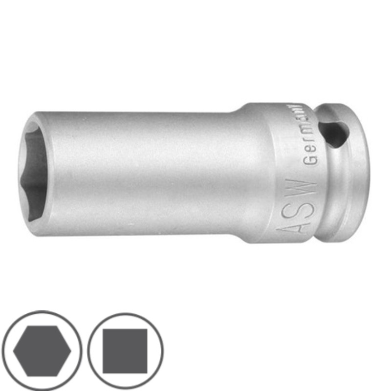 074063 ASW Cheie tubulara hexagonala 46 mm patrat 3/4" lunga de impact