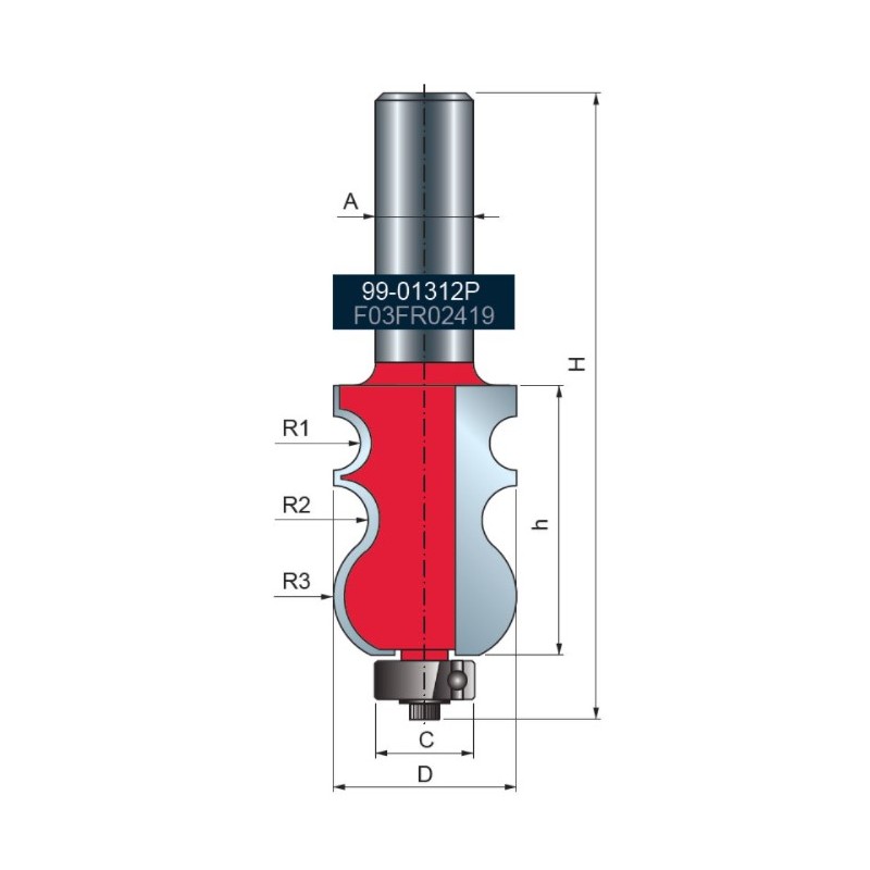 99-01312P FREUD Freza 23.8 mm, coada 12 mm, pentru ornamente.