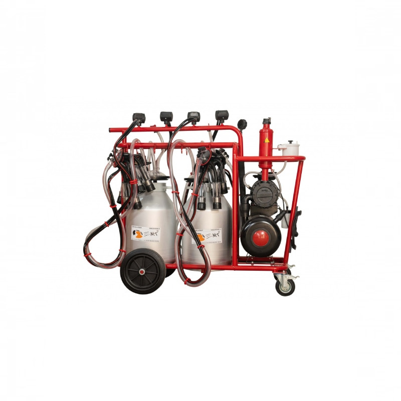 EMT Aparat muls vaci cu 4 posturi, 2 bidoane inox, 40L, pompa cu ulei