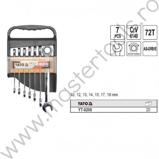 Set chei combinate cu clichet 10-19 mm YATO YT-0208