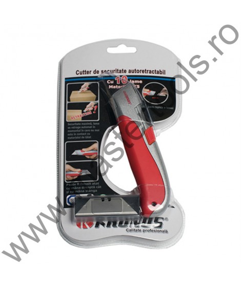 KRONUS Cutter cu dubla securitate autoretractabil in husa PVC - 7556SS.1