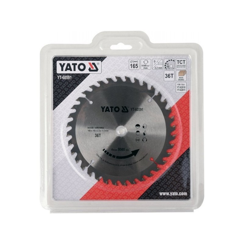 YT-60591 YATO Disc circular lemn 165x36Tx16mm pentru YT-82810,YT-82811